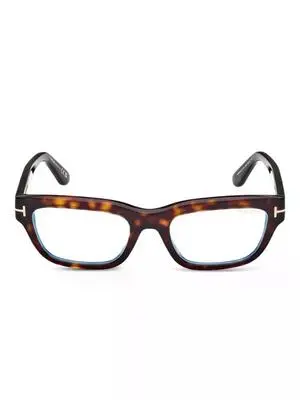 TOM FORD Tortoiseshell Rectangular Glasses - Brown