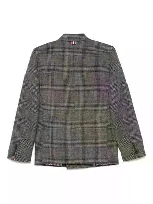 Thom Browne Prince Of Wales-check Blazer - Grey