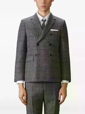 Thom Browne Prince Of Wales-check Blazer - Grey