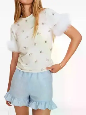 Sleeper Cha Cha Ruffled-hem Shorts Set - Blue
