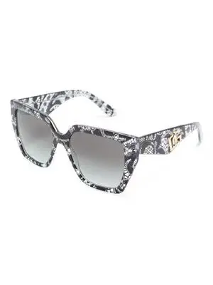 Dolce & Gabbana Lace-detail Square-frame Sunglasses - Black