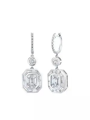 Shay 18ct White Gold Diamond Drop Earrings - Silver