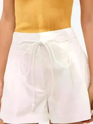 MARIE OLIVER Pleated Drawstring Waist Shorts - White