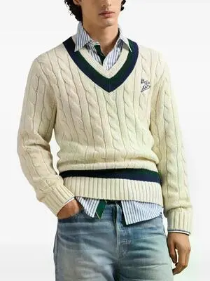 Polo Ralph Lauren Embroidered Logo V-neck Sweater