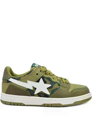 A BATHING APE Sk8 Sta Sneakers In Olive Drab And Camouflage - Green
