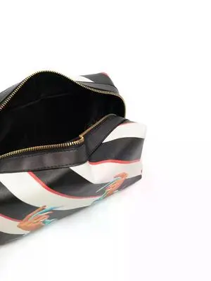 SELETTI Graphic-print Striped Wash Bag - Black