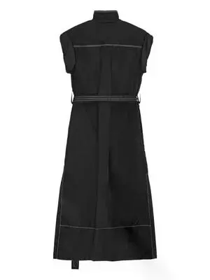 GANNI High-collar Belted Shirt Dress With Contrast Stitching