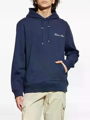 Balmain Logo-embroidered Hoodie - Blue