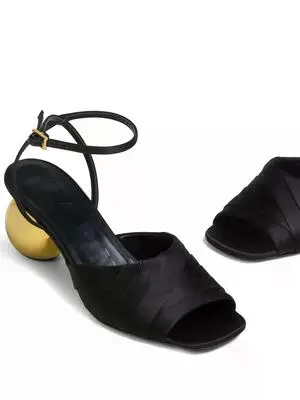 Marni Leather Sculptural Heel Sandals - Black