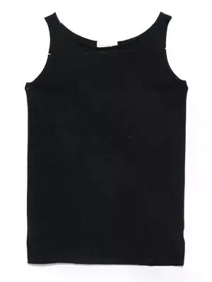 MA'RY'YA Cotton Tank Top With Contrast Stitching