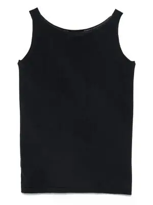 MA'RY'YA Cotton Tank Top With Contrast Stitching