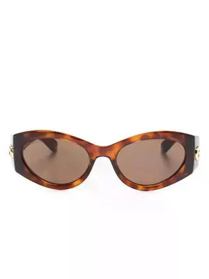 Gucci Double G Oval-frame Sunglasses - Brown