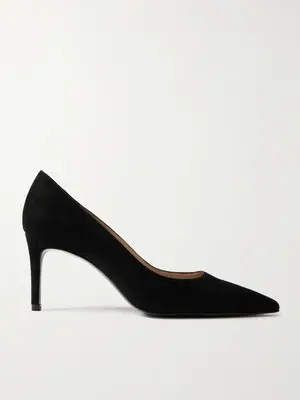 STUART WEITZMAN Suede Kitten Heel Pumps - Black