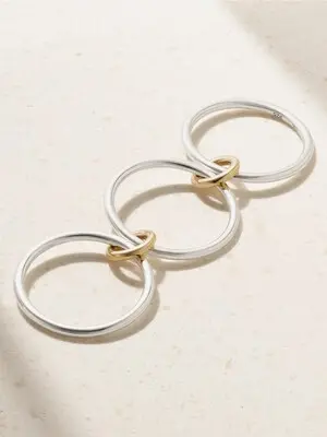SPINELLI KILCOLLIN Solarium Set Of Three Sterling And 18-karat Gold Rings - Silver
