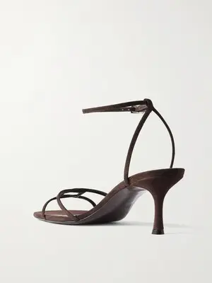 JIMMY CHOO Leo 65 Suede Stiletto Sandals - Brown