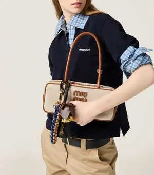 Miu Miu Canvas And Leather Beau Top Handle Bag
