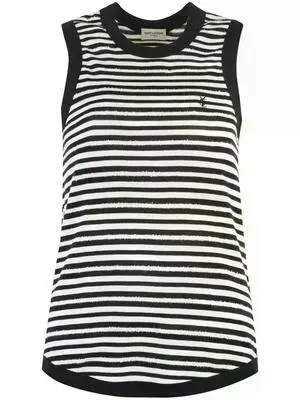 Saint Laurent Striped Tank Top - Black