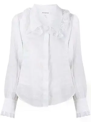 FRAME Lace-detailed Concealed Shirt - White