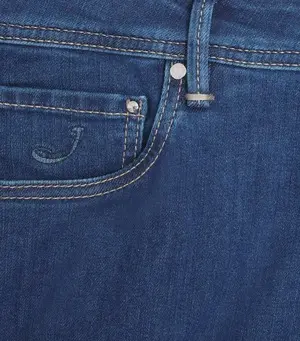 Jacob Cohen Limited Edition Ostrich Leather-patch Bard Slim Jeans - Blue
