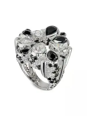 ANABELA CHAN 18kt White Gold Panettone Diamond Cocktail Ring - Black
