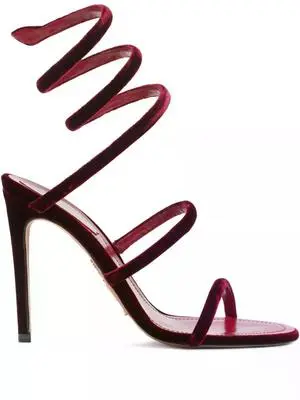 Rene Caovilla Velvet Spiral Strap Stiletto Sandals
