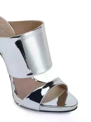 GIUSEPPE ZANOTTI Andrea Metallic Leather High Heel Sandals - Silver