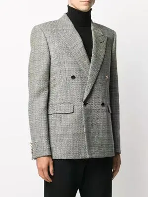 Saint Laurent Deconstructed Check Double-breasted Blazer - Neutrals