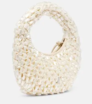 Staud Reef Crochet Embellished Shoulder Bag - White