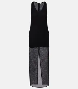 TOTEME Semi-sheer Cotton And Silk Maxi Dress - Black