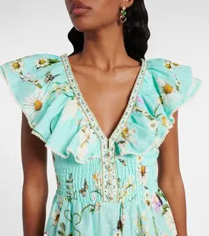 Camilla Embellished Linen Mini Dress