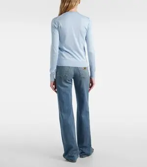 Dolce & Gabbana Floral-applique Silk Sweater - Blue