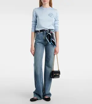 Dolce & Gabbana Floral-applique Silk Sweater - Blue