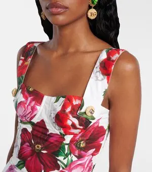Dolce & Gabbana Floral Cotton Poplin Bustier Dress