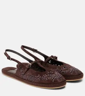 JIMMY CHOO Amiee Embroidered Suede Espadrilles