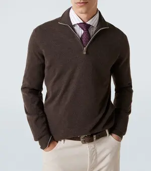 Brunello Cucinelli Cashmere Half-zip Sweater - Brown