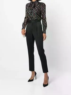Saint Laurent Floral Print Pussy Bow Blouse