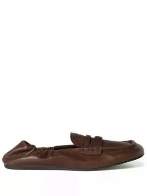 Miu Miu Embossed-logo Loafers - Brown