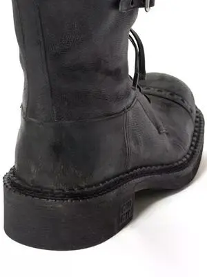 Miu Miu Multi-buckle Calf-length Leather Boots - Black