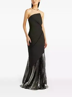 GENNY Wool Strapless Maxi Dress With Side Zip