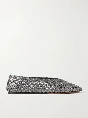 Le Monde Beryl Regency Woven Metallic Leather Ballet Flats - Silver