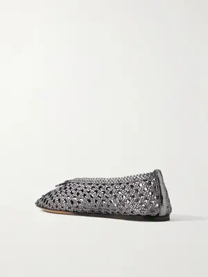 Le Monde Beryl Regency Woven Metallic Leather Ballet Flats - Silver