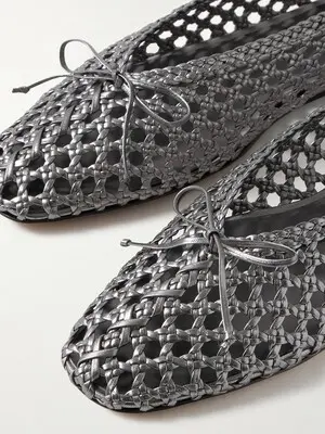 Le Monde Beryl Regency Woven Metallic Leather Ballet Flats - Silver