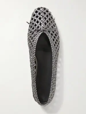 Le Monde Beryl Regency Woven Metallic Leather Ballet Flats - Silver