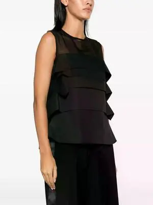 Sacai Sleeveless Ruffled Sheer Yoke Top