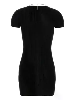 Alexander Wang Ribbed V-neck Short-sleeve Dress With Chain Detail