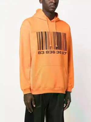 VTMNTS Barcode Print Cotton Hoodie - Orange