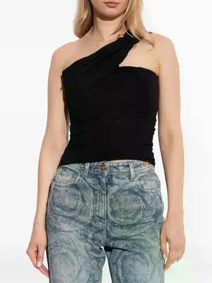 Versace Asymmetrical One-shoulder Cropped Top