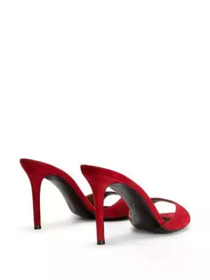 GIUSEPPE ZANOTTI Suede Pointed Toe Stiletto Mules - Red