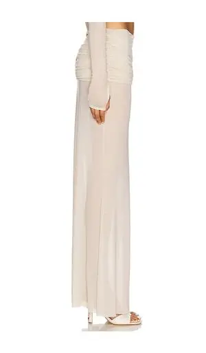 BANANHOT Lena Ruched Mesh Maxi Skirt - Cream