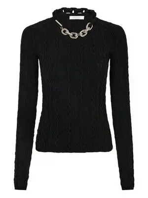 Rabanne Chain Detail High Neck Sweater - Black